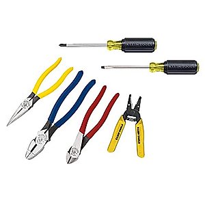 Klein Tools 92906 Tool Set, Basic Tool Kit has Klein Tools Hand Tools for Apprentice or Home: Pliers, Wire Stripper / Cutter, Screwdrivers, 6-Piece