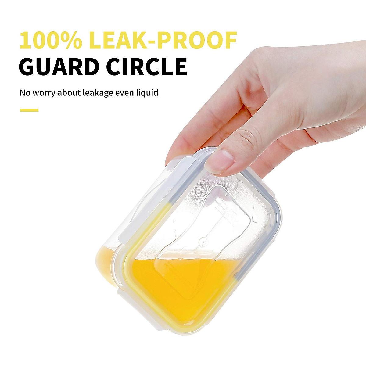 KIGI 6 Pack 6OZ Airtight Plastic Food Storage Containers Set 180ML Rectangular Small Bento Box with Lid