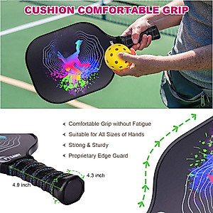 Pickleball Paddles, Carbon Fiber Pickleball Paddle Set of 2 Polypropylene Honeycomb Core, Graphite Pickleball Racket Set with 2 Pickleball Racquets Indoor Outdoor Ball, and 1 Pickleball Bag