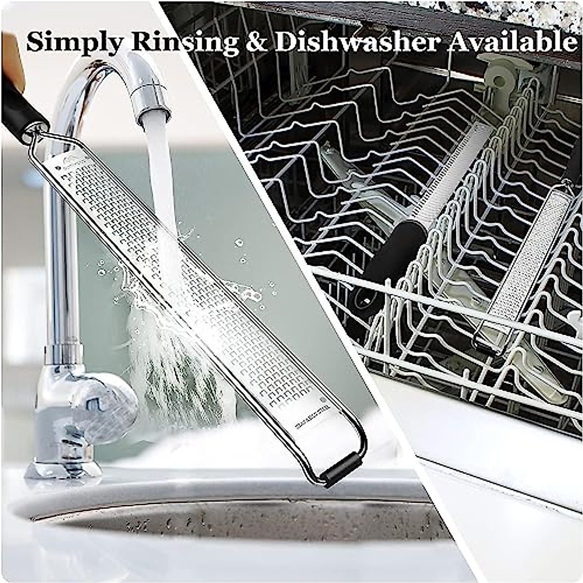 Sunivaca Lemon Zester Tool, Zester Grater with Handle, Citrus Zester, Parmesan Cheese Grater Handheld - Sharp Premium Stainless Steel Fine Blade Extra Long Size with HPPE Resistant Cut Glove