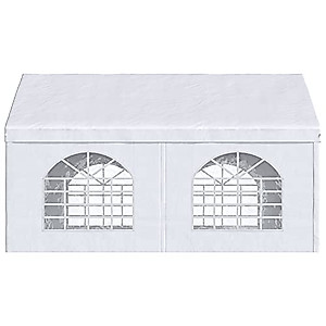 Outsunny 13' x 16' Party Tent and Carport, Large Outdoor Canopy Tent Portable Garage with Removable Sidewalls, 2 Doors and Windows, White Tents for Parties, Wedding, Events, BBQ