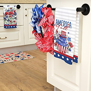 GEEORY Kitchen Towels for 4th of July Decorations Floral America Patriotic Dish Towels 18x26 Inch Ultra Absorbent Bar Drying Cloth Hand Towel for Kitchen Bathroom Party Home Set of 2 GD093