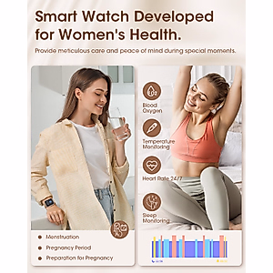 Smart Watches for Women, 1.91" HD Fitness Tracker Watch with Blood Pressure/Heart Rate Monitor, Bluetooth 5.3 Make Calls Smart Watch for Android/iOS Phones, IP68 Waterproof Fitness Watch for Women
