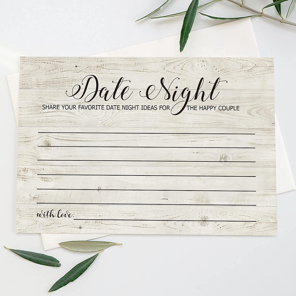 50 Rustic Wood Date Night Cards, Date Night Ideas Great Gifts for Couples, Husband, Wife, Boyfriend, Girlfriend, Anniversary, Bride and Groom, Romantic Conversation Starter Card Set, 4X6 Inch.