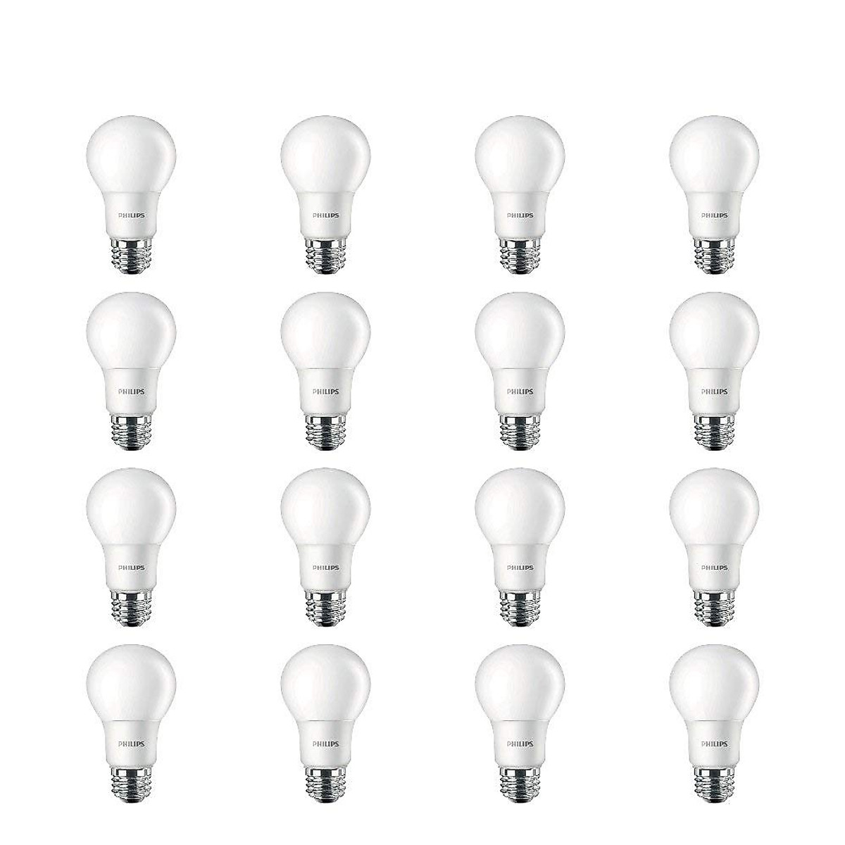 PHILIPS LED Frosted Flicker-Free A19, Non-Dimmable, EyeComfort Technology, 450 Lumen, Soft White Light (2700K), 6.5W=40W, E26 Base, Pack of 16