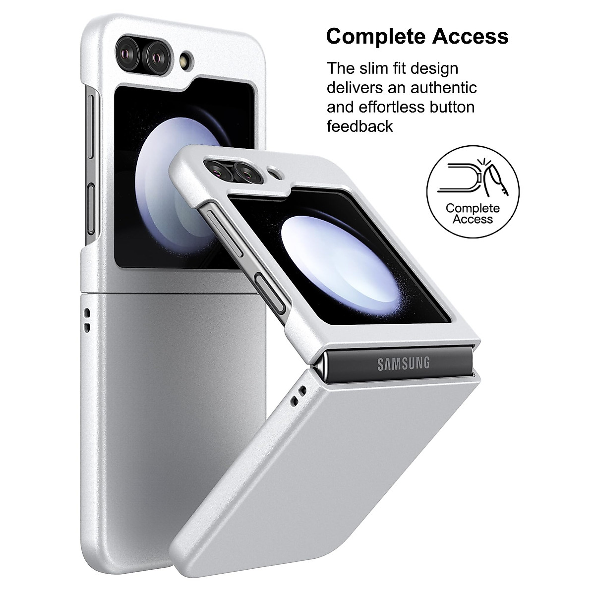 Eastcoo Slim Fit Galaxy Z Flip 5 Case, [Hard PC Back] [Frosted Feel] [Wireless Charging Support] Lightweight Shockproof Case Cover for Samsung Galaxy Z Flip5 (2023), Silver