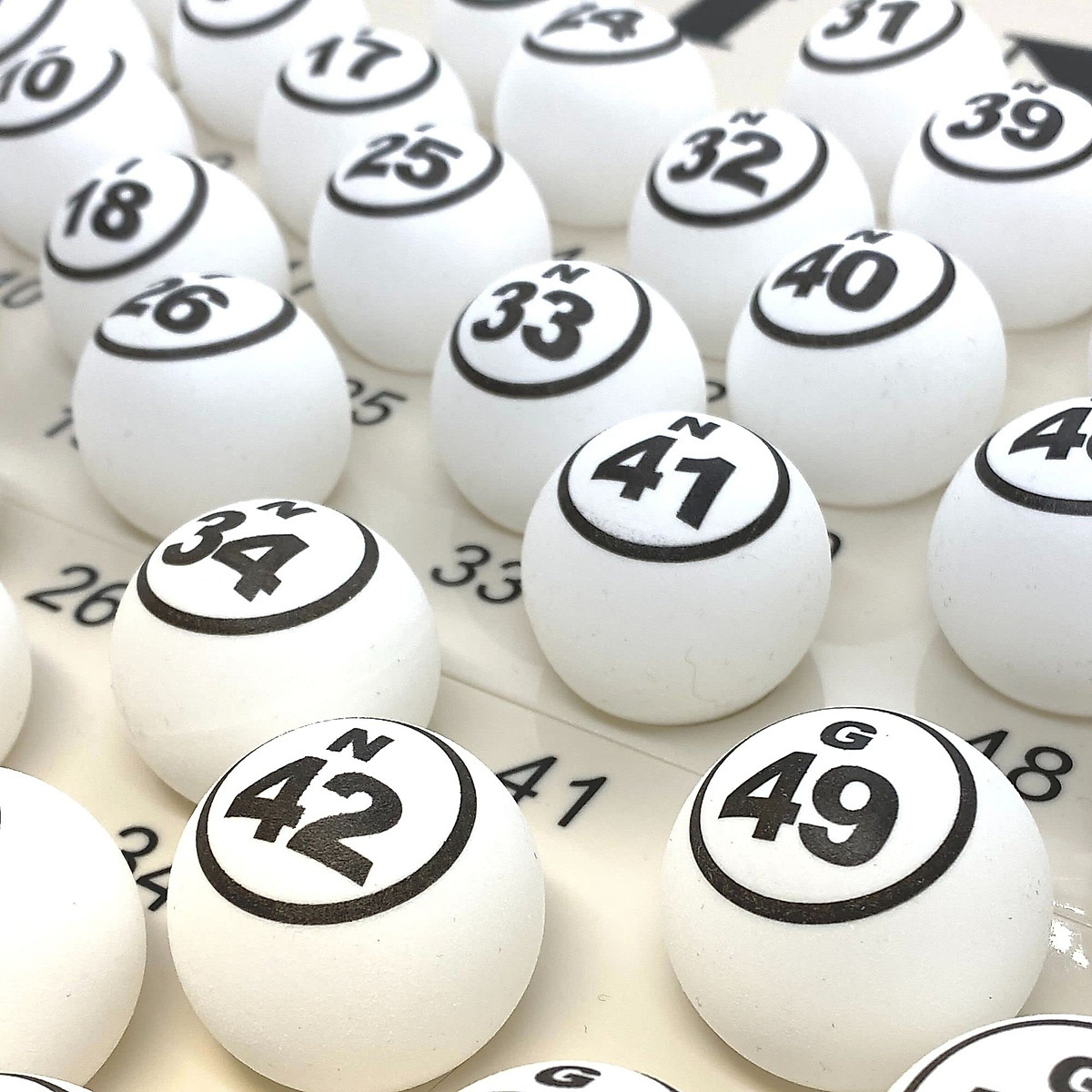 MR CHIPS Professional 1.57” (40 mm) White Double Number Bingo Balls - Ping Pong Style for Manual Cage Only