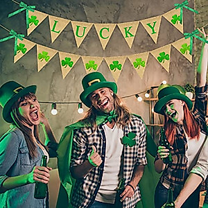 St Patrick's Day Decorations, Lucky Banner and Shamrock Clover Garland Banner for St Patrick's Day Holiday Party Supplies