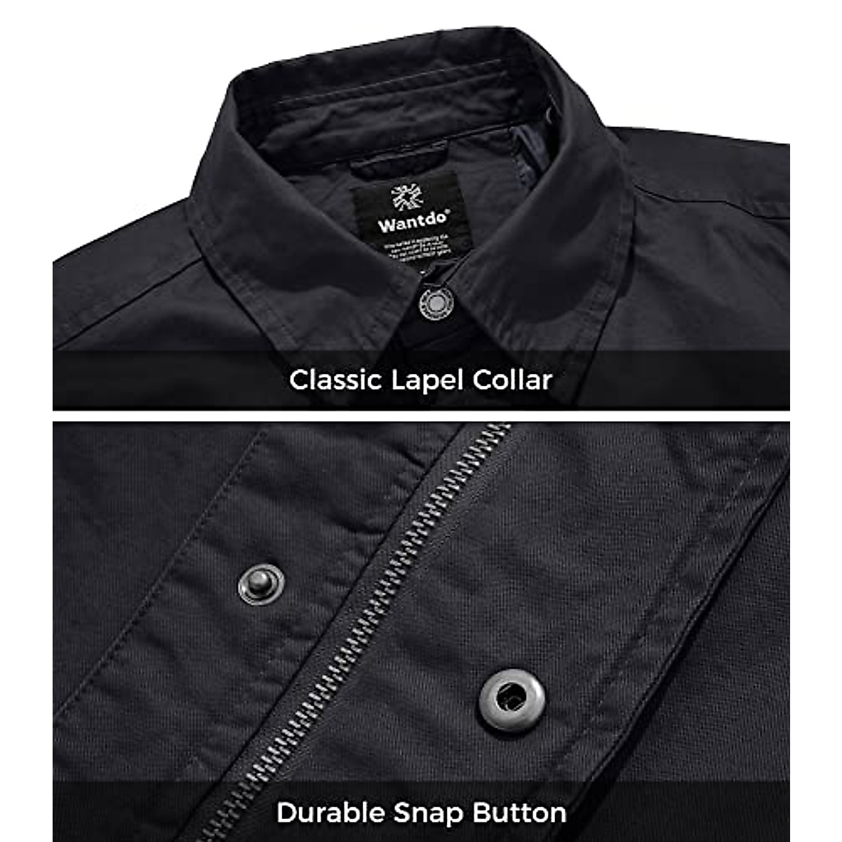 wantdo Men's Bomber Jacket Tactical Jacket Canvas Army Jacket with Detachable Hood Grey Medium