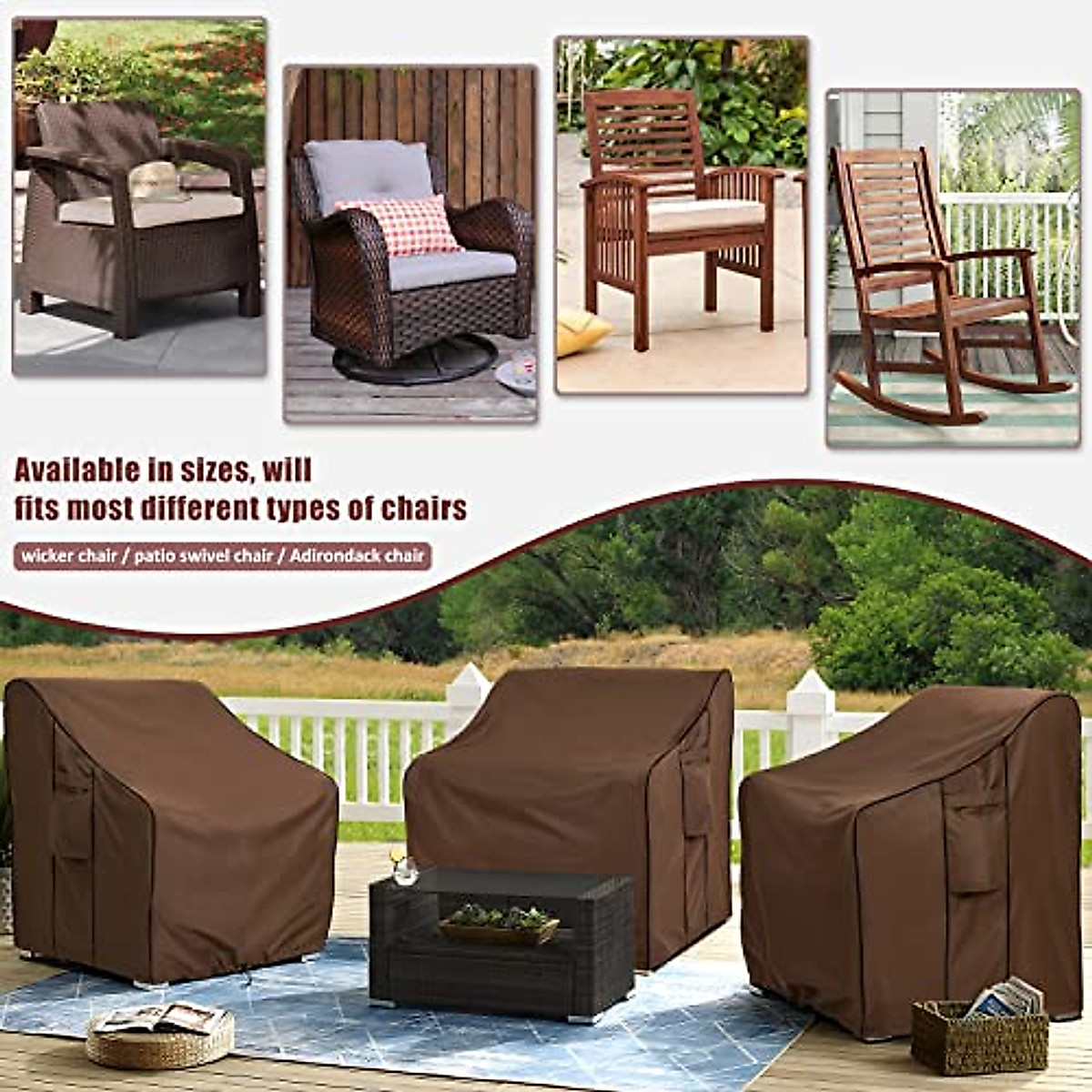 COSFLY Patio Furniture Covers for Outdoor Chairs Waterproof Clearance, Outside Furniture Deep Seat Cover, Fits up to 31.5W x 33.5D x36H inches(2 Pack)