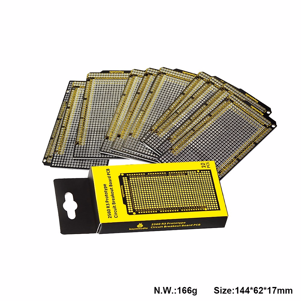 KEYESTUDIO 10PCS Proto Shield for Arduino Mega, Double Sided PCB Prototype Shield Solderable for Arduino Mega R3 2560