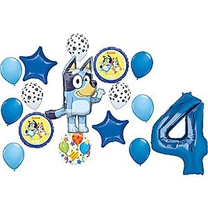 Anagram Blueys 4th Birthday Party Supplies Balloon Bouquet Decorations