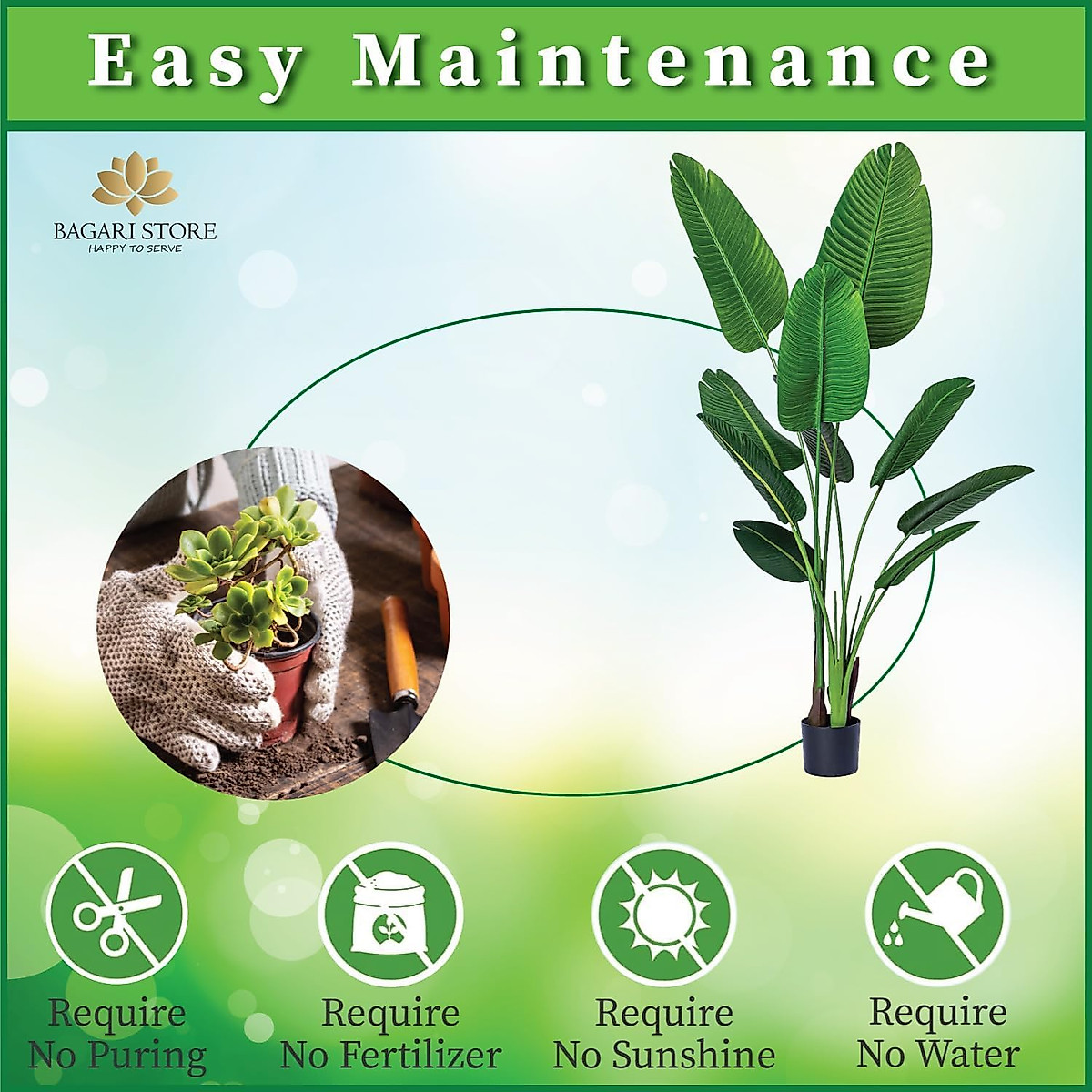 One 5 Foot Artificial Silk Bird of Paradise Palm Tree Potted Plant