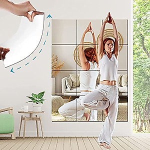 SLCARACC Full Length Door Mirror Tiles,12"x 12" x 4 Pcs Acrylic Wall-Mounted, Non Glass Safety Mirror Great for Baby Kids Playroom,Gym, Used as Dorm Mirror…
