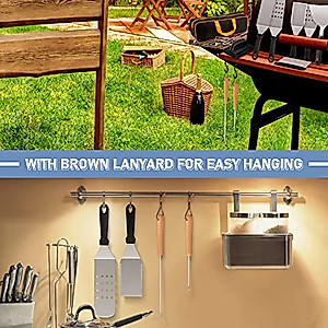 Pigtail Food Flipper 2Pcs, HaSteeL 17Inch Meat Turner Hook, Stainless Steel Pig Tail Flipper Hook With Wooden Handle, Grill Accessories for BBQ Grilling Griddle Kitchen Cooking - Left & Right Handed