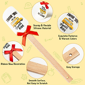 R HORSE 3Pcs School Bus Driver Gift Funny Cookie Bag Silicone Spatula Set with Greeting Card Thank You Bus Driver Present Potholder Heat Resistant Oven Mitt Bus Driver Retirement Teacher Day Gift