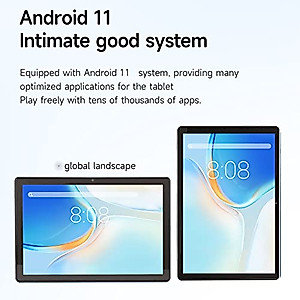 VINGVO 10 Inch Tablet, for Android 11 Game Tablet 5GWIFI 6G 256G 100‑240V for Travel (Blue)