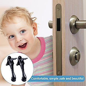 6 Pieces Heavy Duty Door Stops for Bottom of Door 6 Inch Kickdown Door Stops Black Metal Doorstop with Adjustable Rubber Tips Spring Door Stop Kick Door Stop Replacements