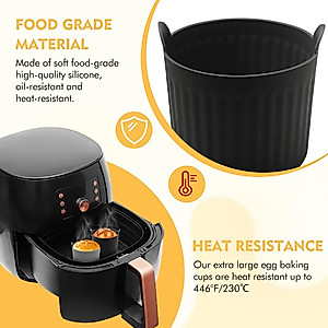 4pcs Silicone Ramekins Cups for Air Fryer, 2.6x2.56 Inch Air Fryer Egg Poacher Silicone Muffin Cases for Airfryer (Black, Grey, Brown, Blue)