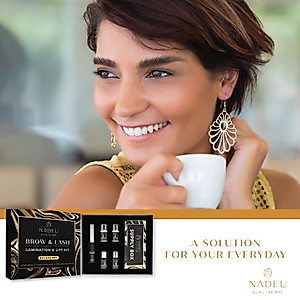 Nadeu Beautycare Eyebrow Lamination Kit & Lash Lift Kit Deluxe Set - Includes Beauty Brushes & Tools - Fuller Feathered Eyebrows & Curled Lashes - DIY at Home for Gorgeous Lifted Lashes & Trendy Brows
