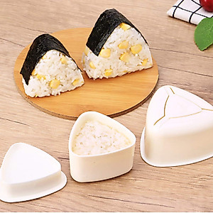 Onigiri Mold Triangle, 2 Pieces Rice Ball Mold Makers, Triangle Sushi Mold for Bento or Japanese Boxed Meal Children Bento by HAGBOU (Beige)