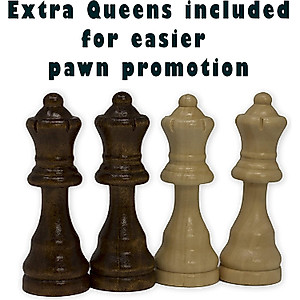 GrowUpSmart Staunton Chess Pieces with Extra Queens | Size: Small - King Height: 2.5 inch | Wood