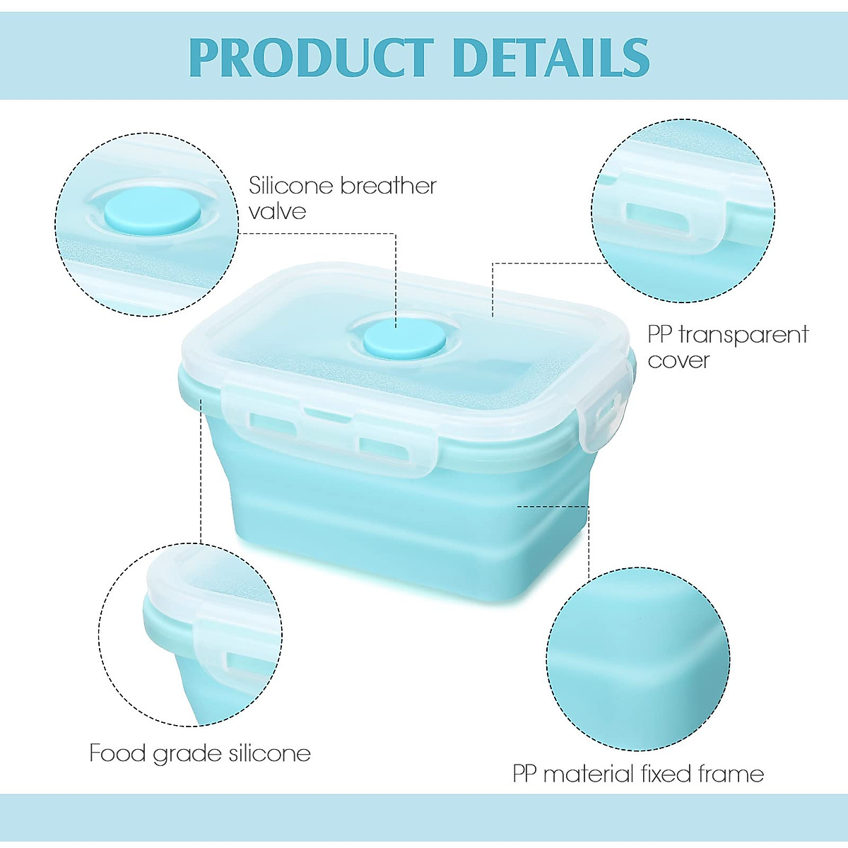 Maxdot Set of 12 Silicone Food Storage Containers Collapsible Bowls with Lids Vacuum Seal Silicone Lunch Box for Fruit Meal Freezer Kitchen Microwave Dishwasher Safe (Mixed Color, 12 oz)