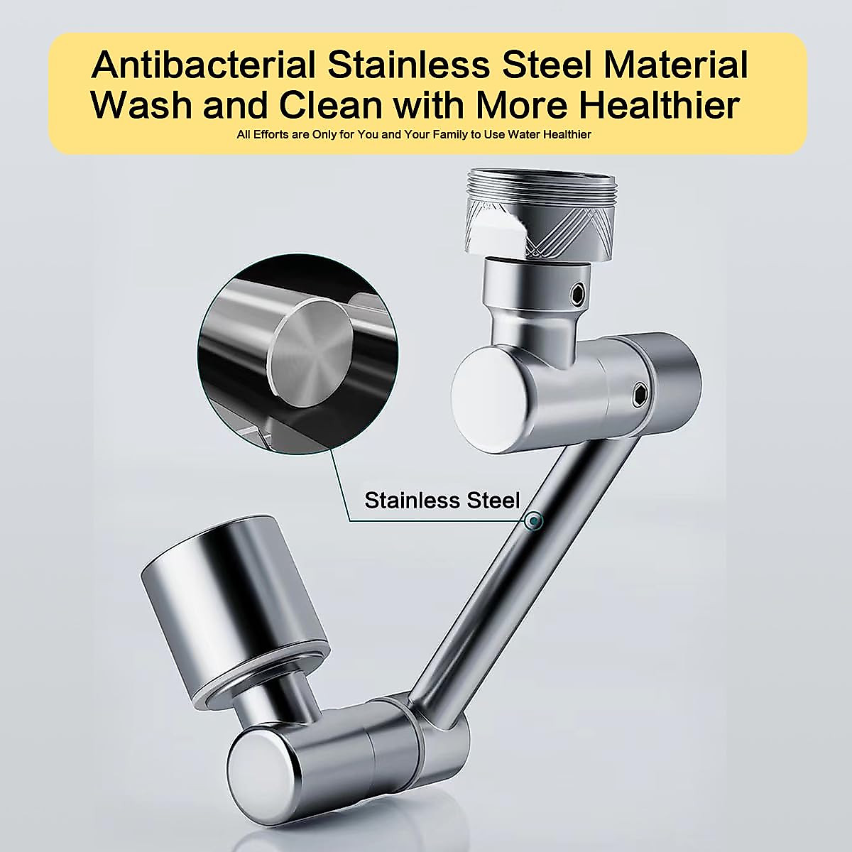 Kitchen Sink Aerator, Dual-function 2 Flow Big Angle Sink Sprayer Attachment, Faucet Replacement Part 55/64'' Female Thread, Chrome