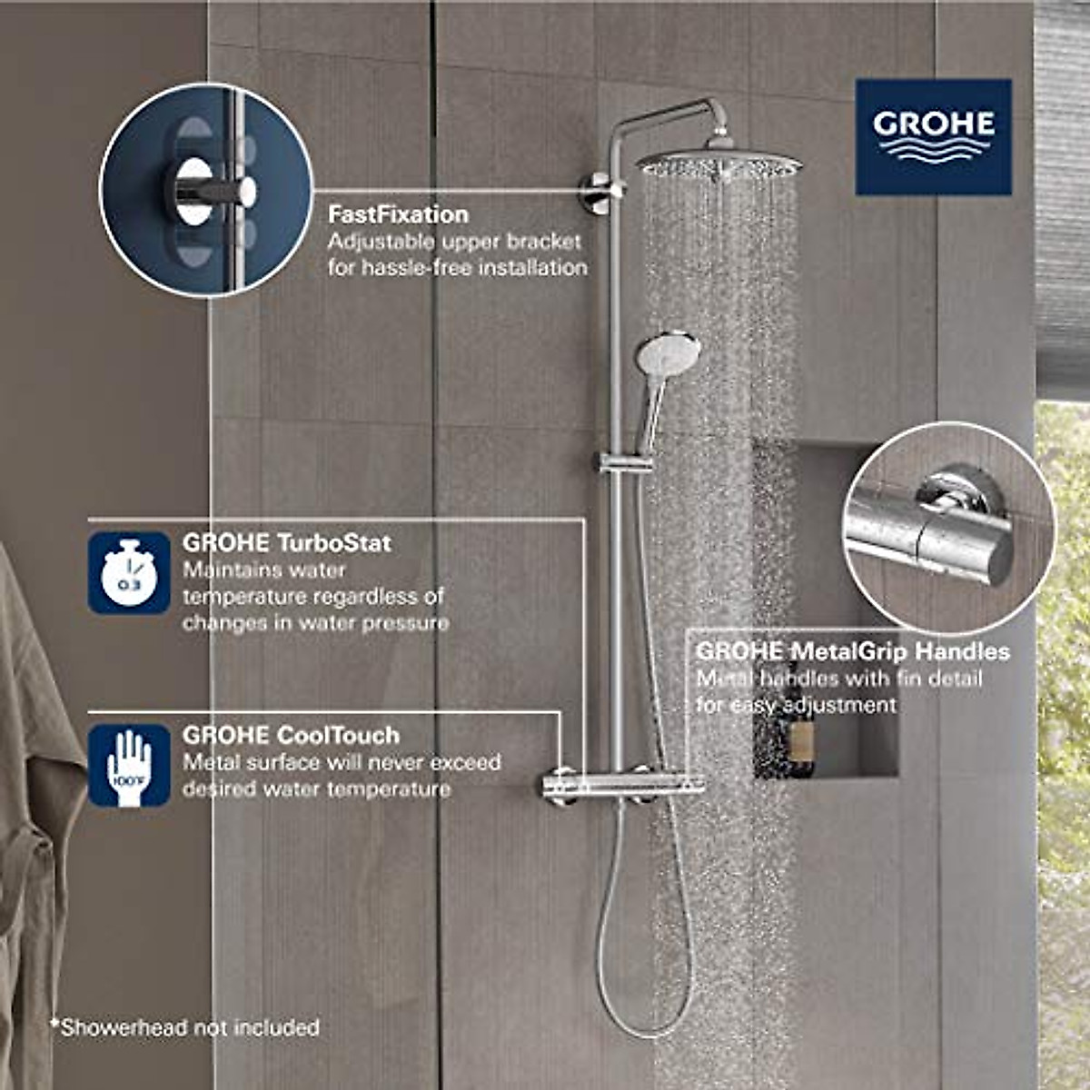 GROHE 26728000 Euphoria Shower System, Chrome