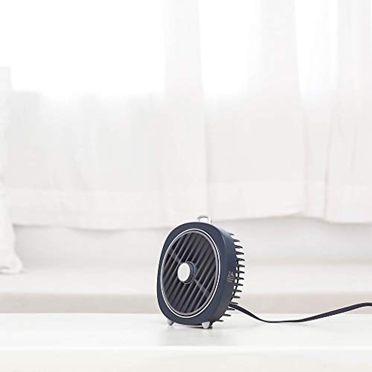 Toxz Portable Mini Fan Desktop Rotating Fan with Night Light,USB Rechargeable,Silent 3-Speed Wind,Simple Durable Small Fan,125x57x135mm