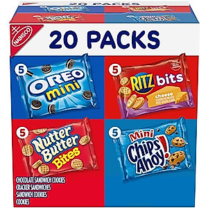 Nabisco Classic Mix Variety Pack, OREO Mini, CHIPS AHOY! Mini, Nutter Butter Bites, RITZ Bits Cheese, 20 Snack Packs