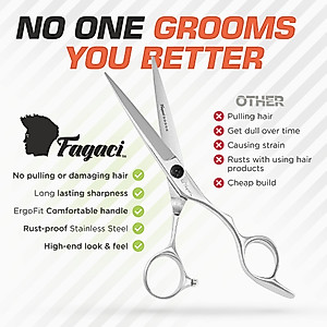 Fagaci Professional Hair Scissors 6” Extremely Sharp Blades, Fine Cutting Blades, Hair Cutting Scissors Professional, Hair Shears, Barber Scissors Set for Men and Women, Haircut Scissors Hair Kit