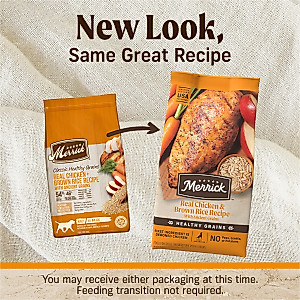 Merrick Healthy Grains Premium Adult Dry Dog Food, Wholesome And Natural Kibble With Chicken And Brown Rice - 4.0 lb. Bag