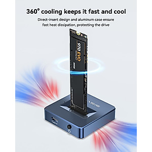 ACASIS NVME SSD Reader Adapter, Aluminium Alloy Housing Fast Heat Dissipation, NVME to USB Docking Station, M.2 SSD to USB Adapter 10Gbps, Support M.2 (M Key) NVMe SSD and (B+M Key) SATA-Based SSD