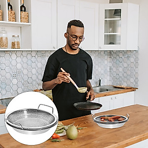 HEMOTON 1 Set Mesh Drain Pan Vegetable Tray Smokeless Grill Pan Stovetop Barbecue Grill Convenient Fruits Plate Filter Snack Storage Plate Dessert Plate Stainless Steel Fried