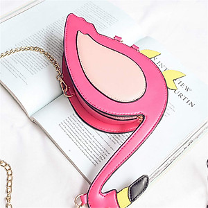 WILDFINDING Women Stylish PU Leather Cute Handbag Flamingo Crossbody bag, Red, 19cm
