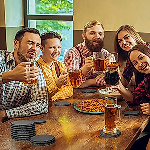 Slate Coasters, MAPRIAL 4 Inch 12 Pieces Round Black Stone Coasters with Anti-Scratch Backing for Bar, Kitchen Home Decor, Table, Cup, DIY, Housewarming Gift