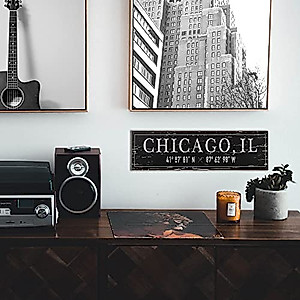 Barnyard Designs Chicago, IL City Sign Rustic Distressed Decorative Wood Wall Decor 17” x 5”