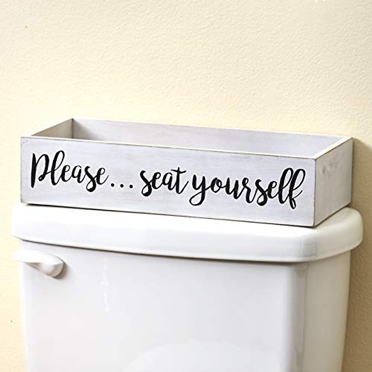 The Lakeside Collection Toilet Tank Topper Tray - Please Seat Yourself - Novelty Bathroom Décor