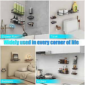 EK-Memory-fish ​Shower Organizer, Adhesive Shower Organizer Bathroom Storage Home Decor Kitchen, Non-Drilled, Large Capacity, Stainless Steel Bathroom Organizer (5 Piece Set)