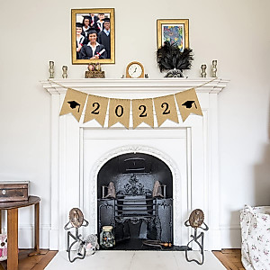 Rainlemon Jute Burlap 2022 Graduation Party Banner Classroom Decoration Photo Booth Backdrop