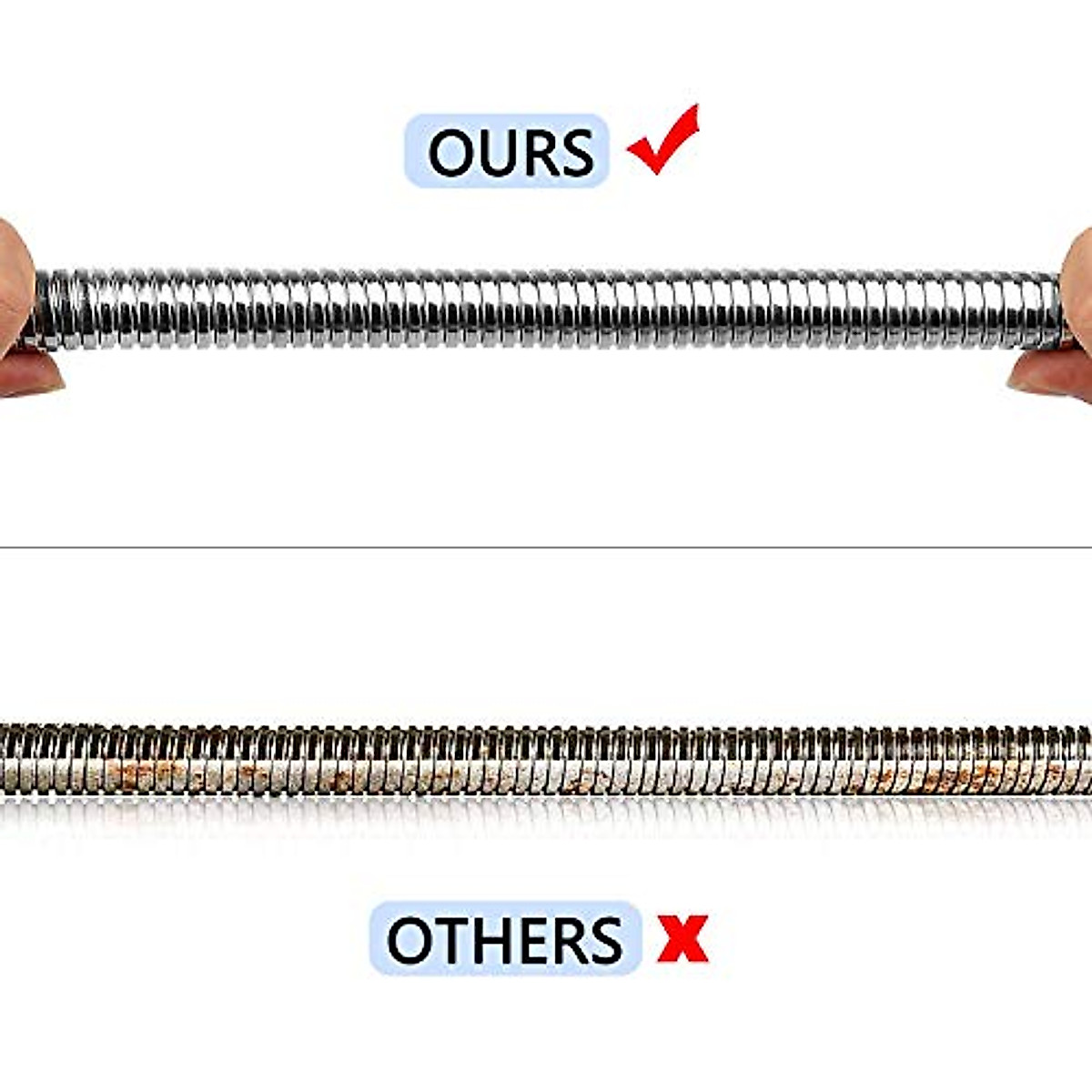 COOLWEST Flexible Metal Stainless Steel Hose 44 Inch for All Commercial Pre-Rinse Kitchen Sink Faucets Flexible Hose Replacement (111CM 44")