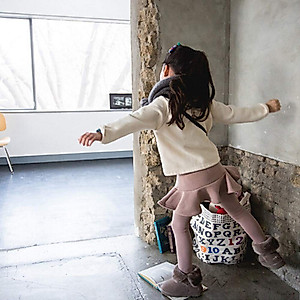 MODNTOGA Kids Baby Girls Footless Leggings with Ruffle Tutu Skirt Pants 2-7Years (Pink + Black, 4-5T)