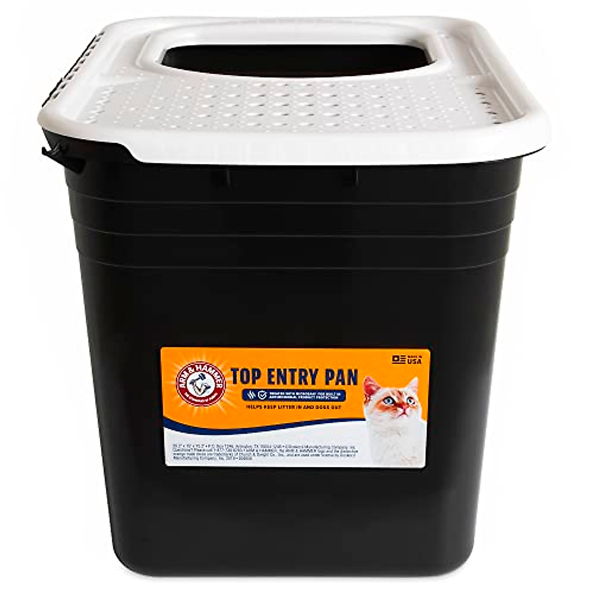 Petmate Arm & Hammer Premium Litter Box, Top Entry Litter Pan with Filter to Clean Paws, High Walled Large Litter Box