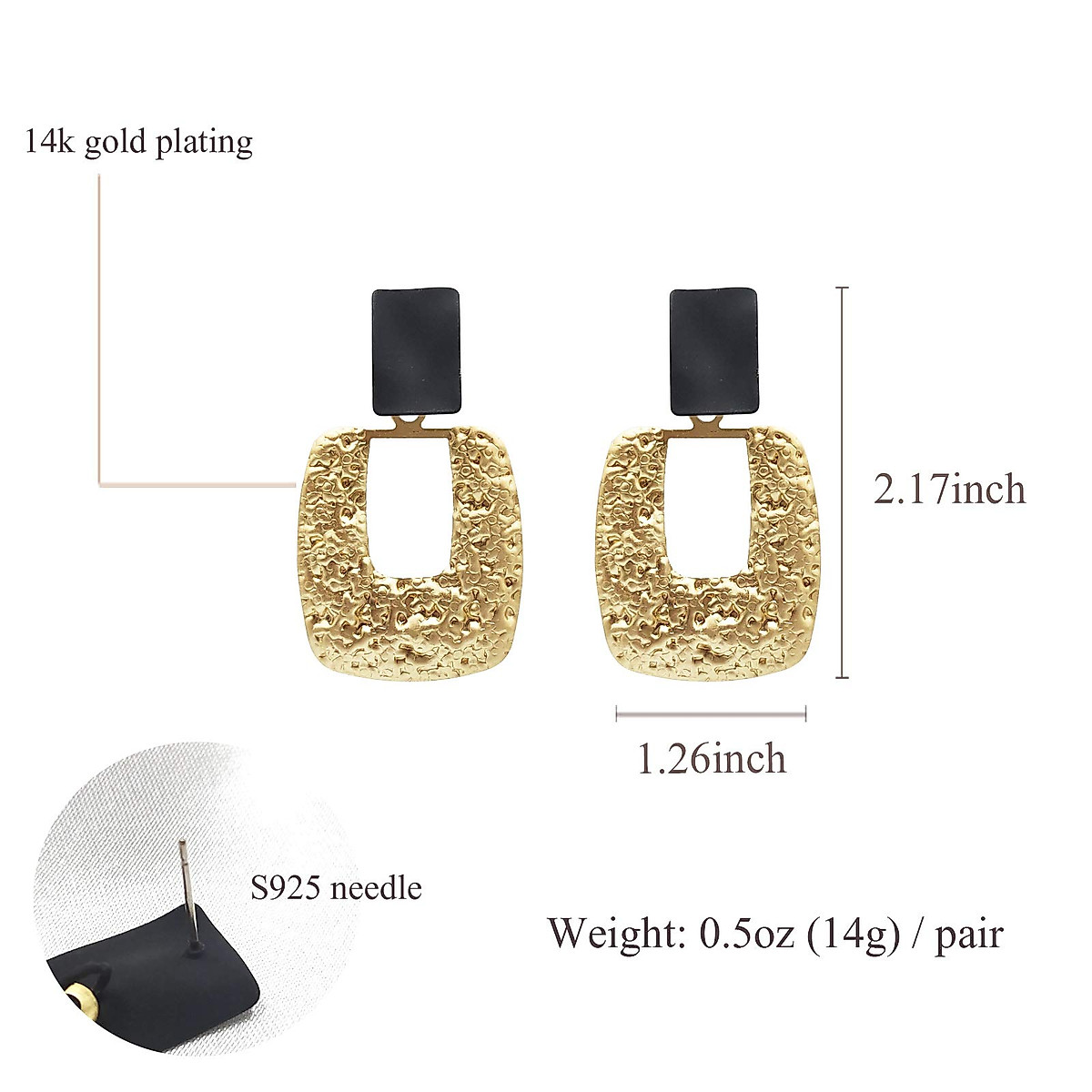 Exaggerated Long Dangle Earrings with Fashion Elements S925 Silver Needle 14K Gold Plated for Women Girl Gifts Present Valentines Birthday Anniversary Mothers Day Christmas