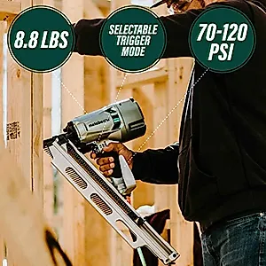 Metabo HPT Framing Nailer | High Grade Aluminum Magazine | Pneumatic | Framing Nails 2-Inch to 3-1/4-Inch | Rafter Hook | NR83A5(S1)