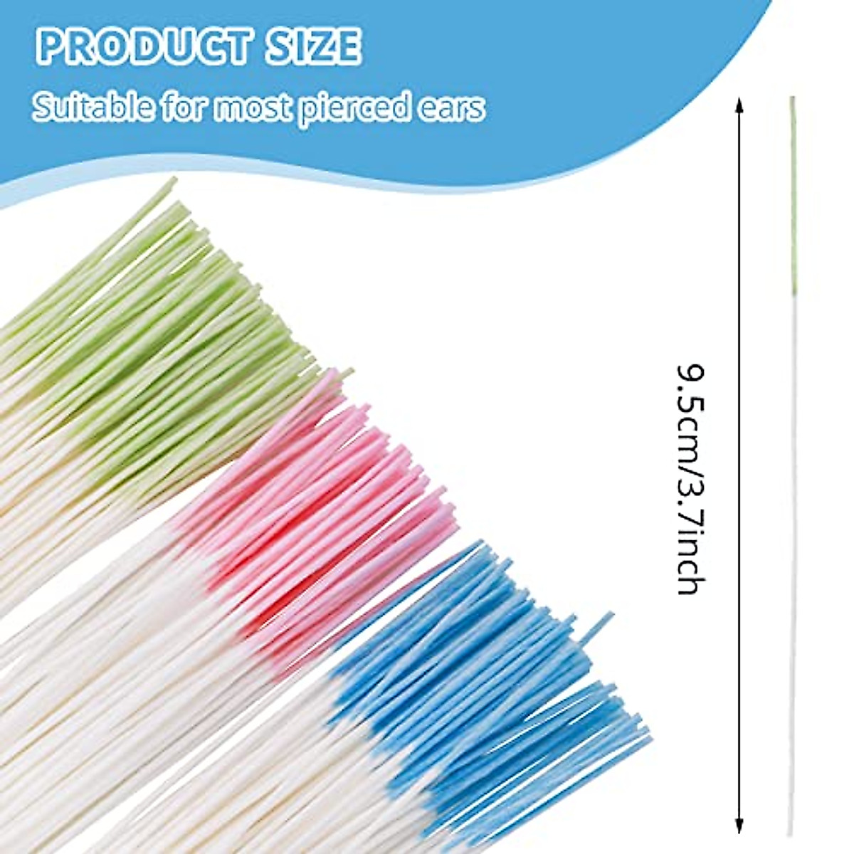 360 Pieces Earrings Hole Cleaner, Ear Floss Piercing Cleaner Earrings Hole Cleaner Disposable Piercing Aftercare Piercing Cleaning Line for Ear Piercing Care Cleaning (blue, Rose Red, Green)