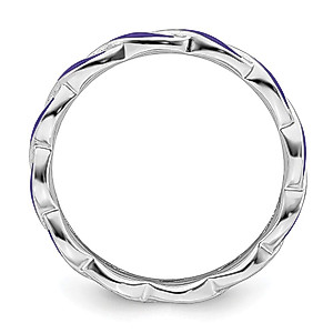Solid 925 Sterling Silver Stackable Purple Enamel Ring Eternity Band Size 9
