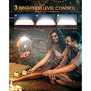 Drchop Portable Fan Rechargeable, 10400mAh Battery Operated Powered Fan, Outdoor Camping Fan with Light & Hook, Personal USB Desk Fan, for Bedroom, Table, Home, Office, Tent, Travel (Classic Orange)