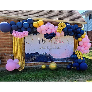Navy Blue Baby Pink Balloon Arch Garland Kit-124pcs, 4 Sizes Navy Blue Balloons Baby Pink Balloons-Party Decorations for Baby Shower, Bridal Shower, Birthday Party, Graduation, Celebrations
